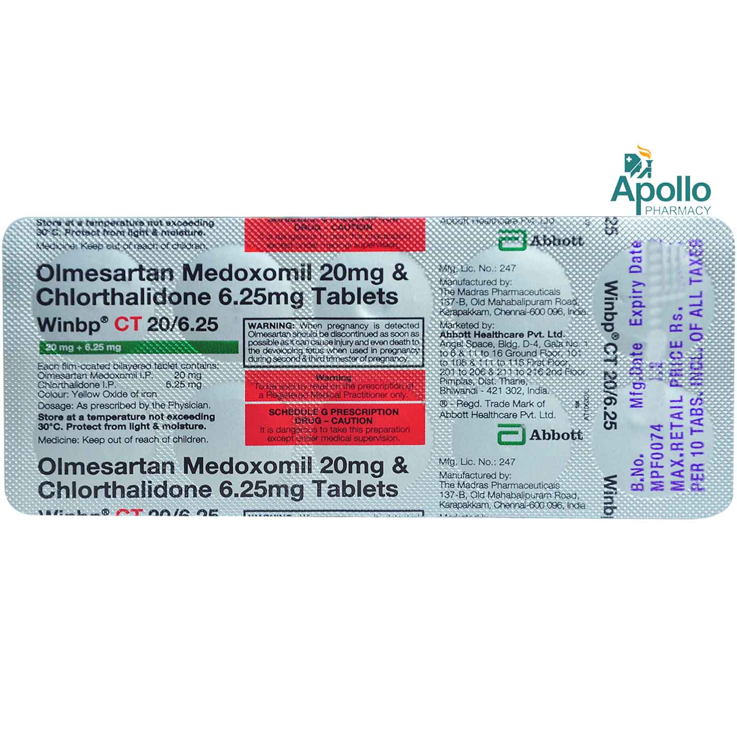 WIN BP CT 20MG/6.25MG TABLET Price, Uses, Side Effects, Composition ...