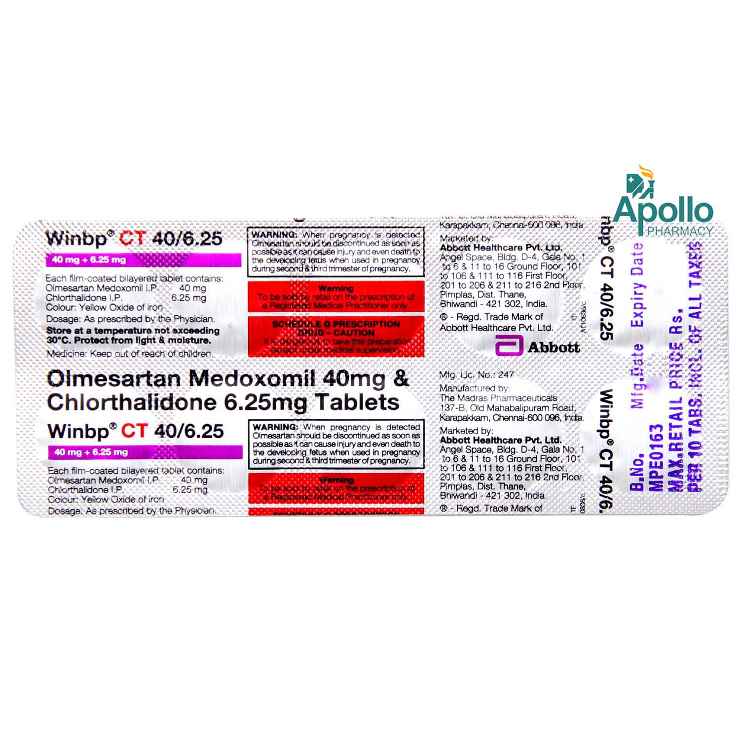 WIN BP CT 40MG/6.25MG TABLET Price, Uses, Side Effects, Composition ...