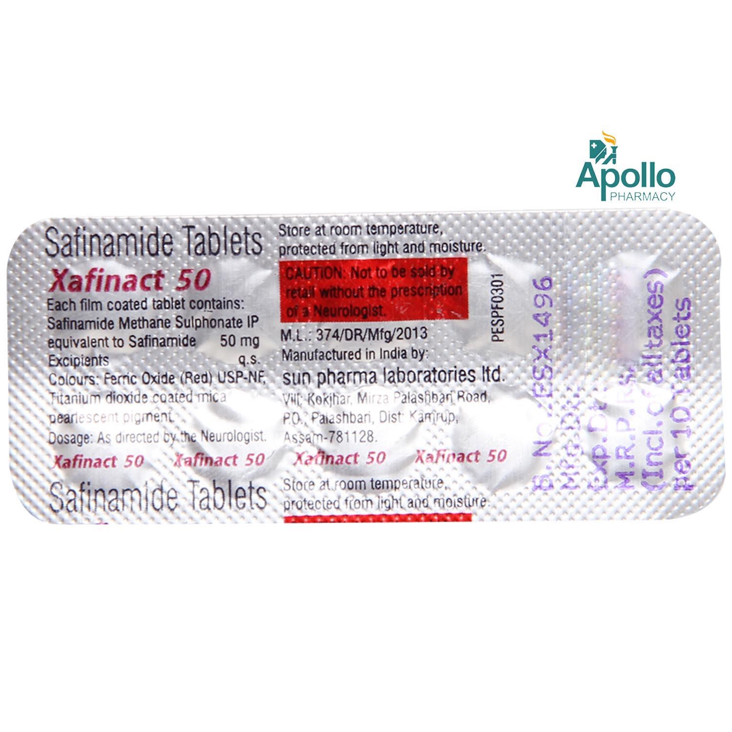 Xafinact 50 Tablet 10's Price, Uses, Side Effects, Composition - Apollo ...