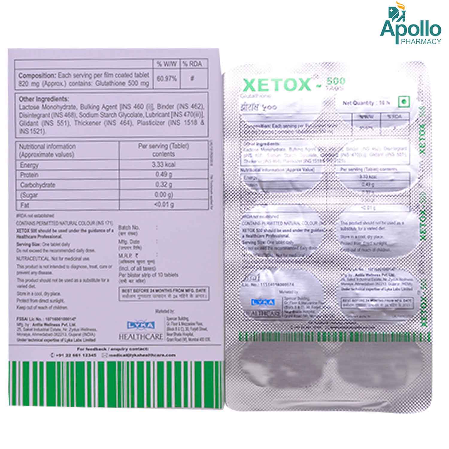 Xetox 500 Tablet 10's Price, Uses, Side Effects, Composition - Apollo ...