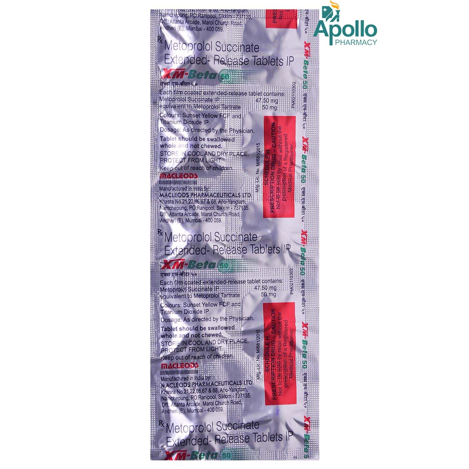 XM BETA 50MG TABLET Price, Uses, Side Effects, Composition - Apollo ...