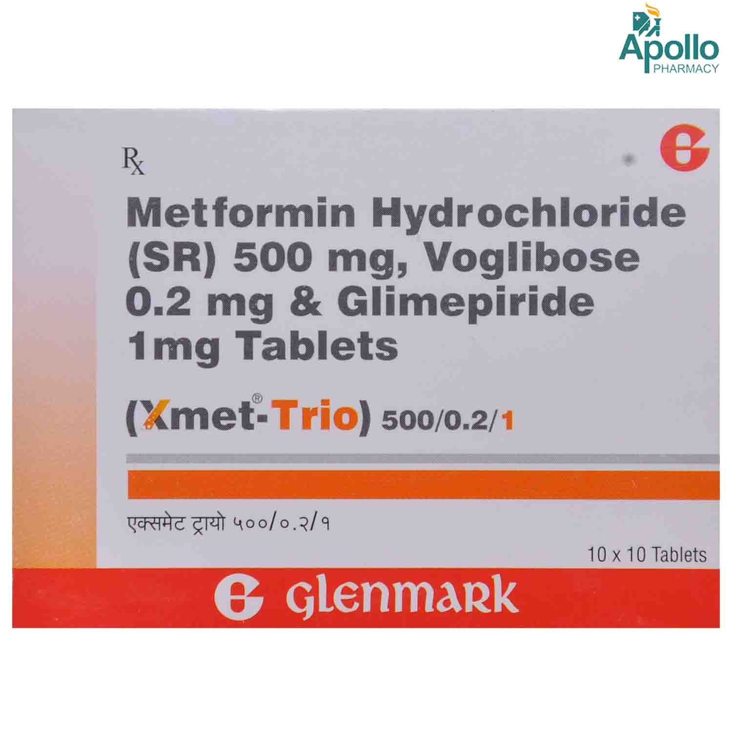 XMET TRIO 500/0.2/1 TABLET 10'S Price, Uses, Side Effects, Composition ...