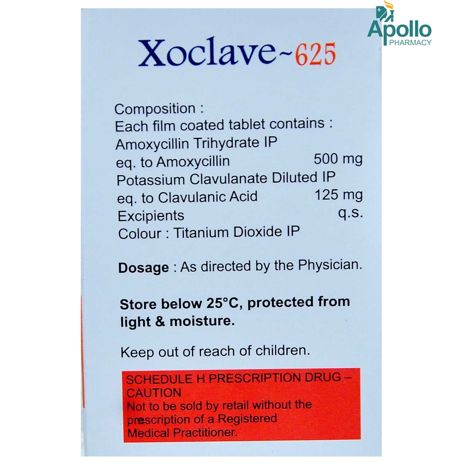 XOCLAVE 625MG TABLET Price, Uses, Side Effects, Composition - Apollo ...