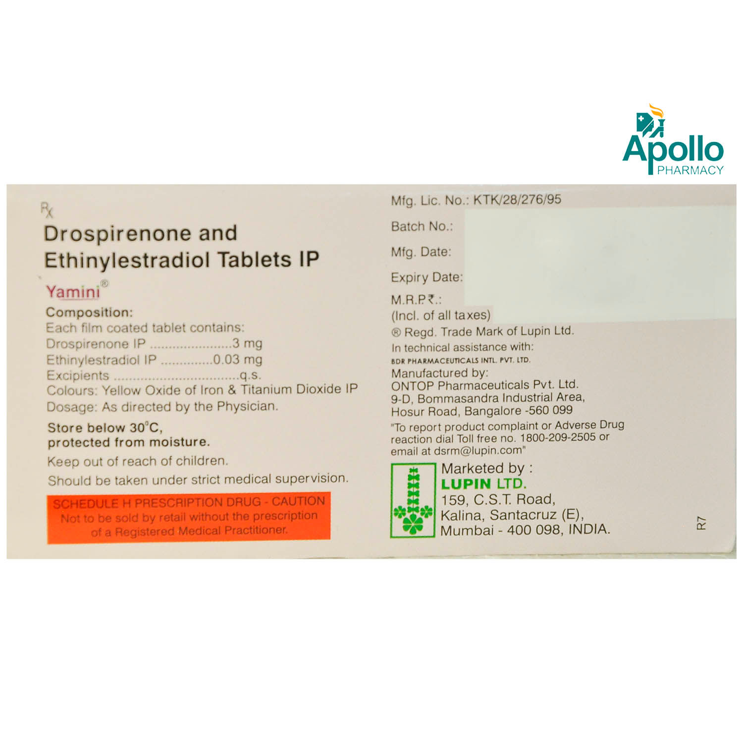 Yamini Tablet 21's Price, Uses, Side Effects, Composition - Apollo Pharmacy