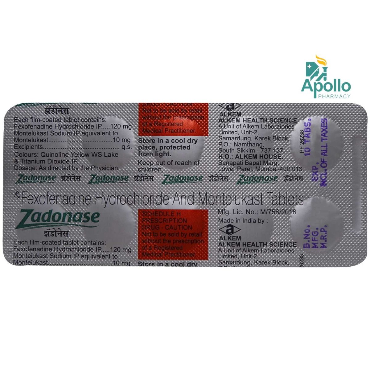 Zadonase Tablet 10's Price, Uses, Side Effects, Composition - Apollo ...