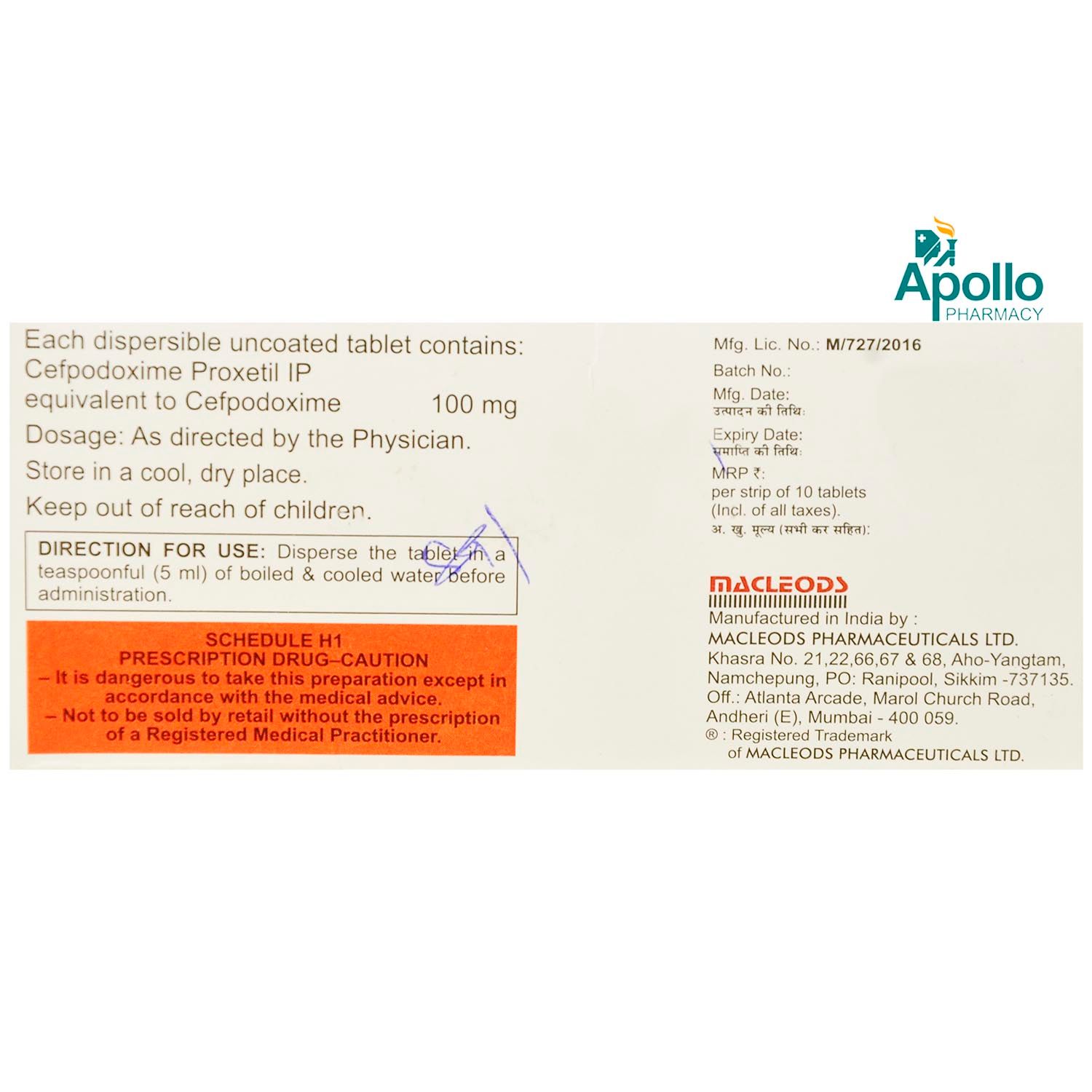 Zedocef Dt 100 mg Tablet 10's Price, Uses, Side Effects, Composition ...