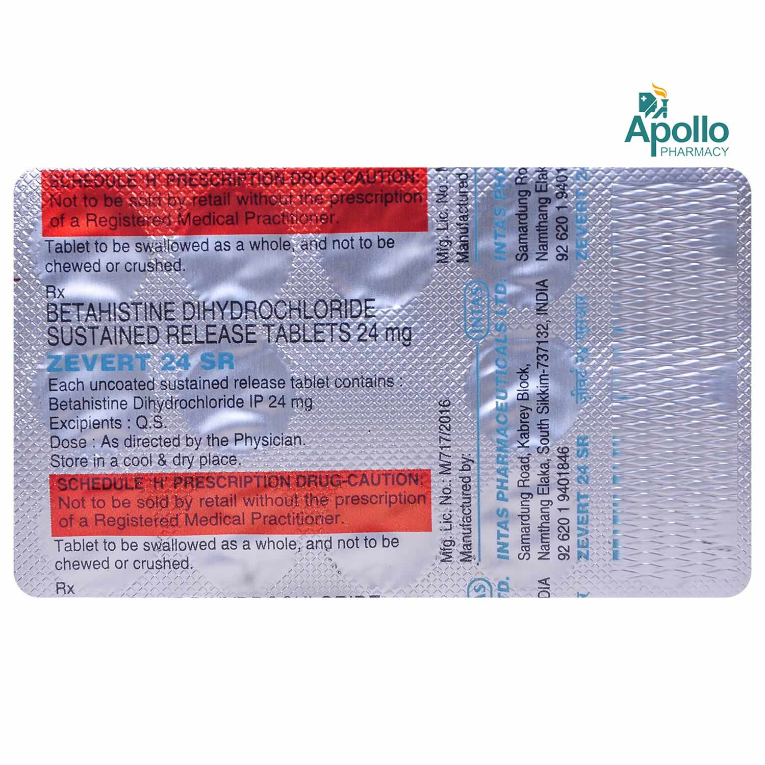 ZEVERT SR 24MG TABLET Price, Uses, Side Effects, Composition - Apollo ...