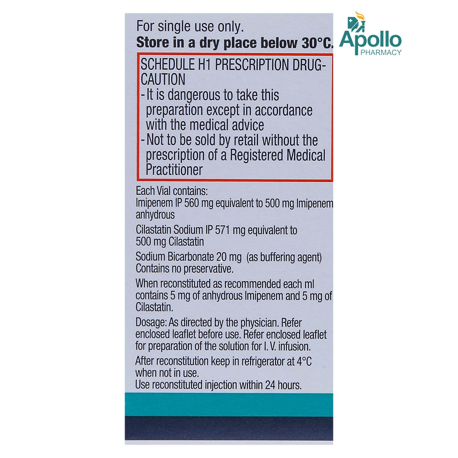 Zienam 500 mg Injection 1's Price, Uses, Side Effects, Composition ...