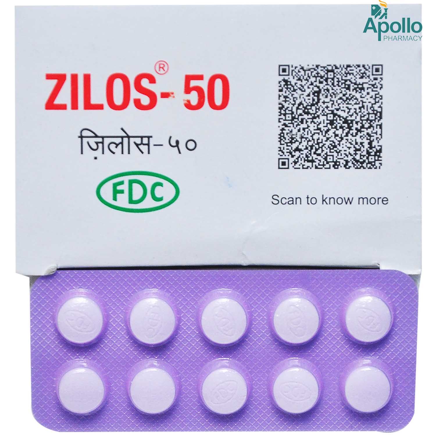 Zilos-50 Tablet 10's Price, Uses, Side Effects, Composition - Apollo ...