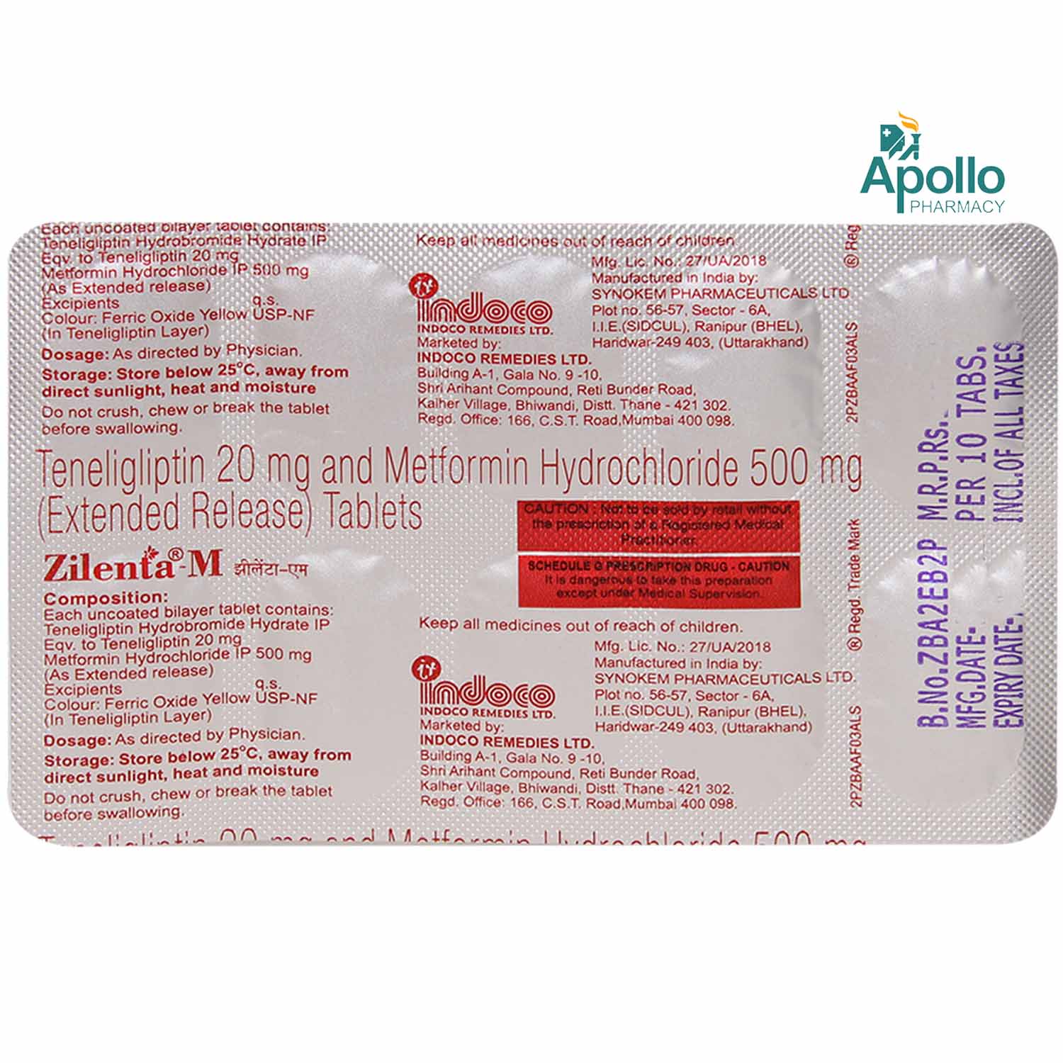ZILENTA M TABLET 10'S Price, Uses, Side Effects, Composition - Apollo ...