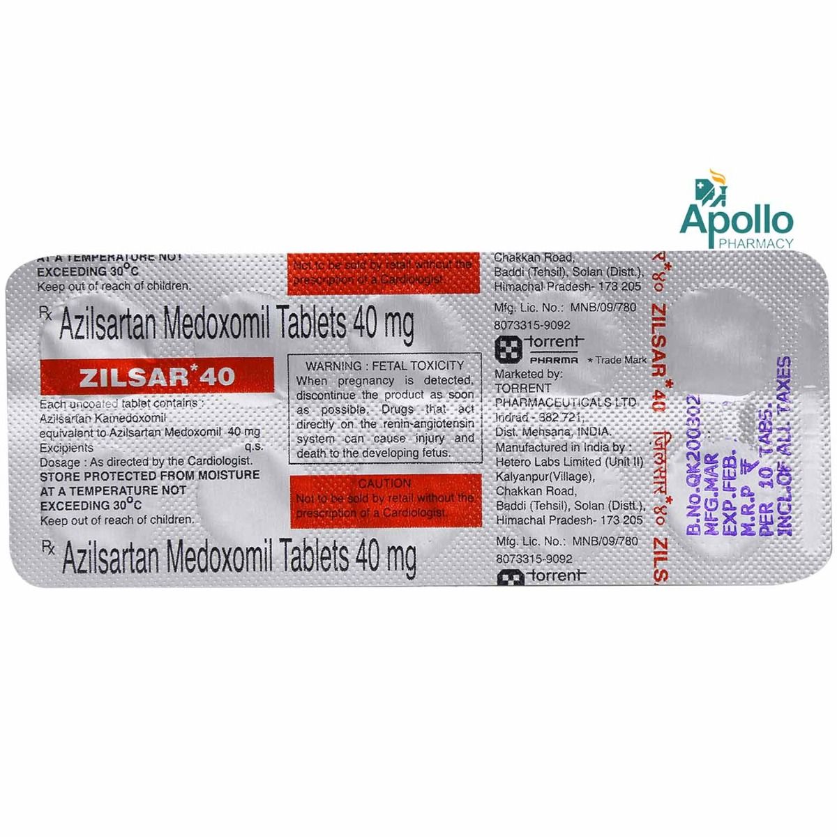 Zilsar 40 Tablet 10's Price, Uses, Side Effects, Composition - Apollo ...
