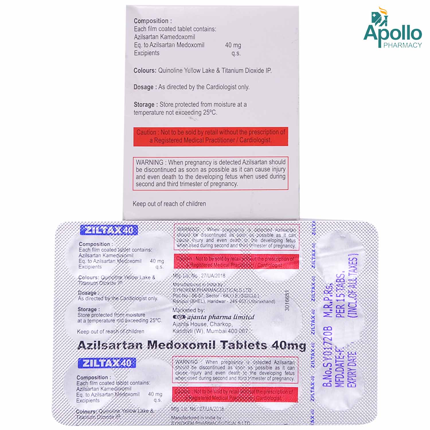 ZILTAX 40MG TABLET 15'S Price, Uses, Side Effects, Composition - Apollo ...
