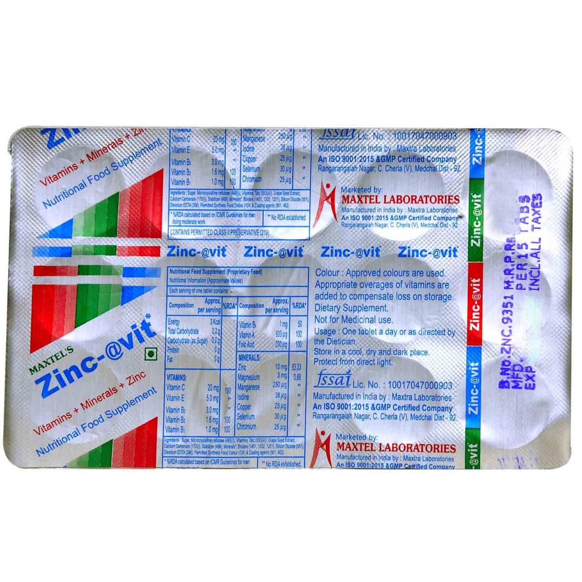 Zinc-@Vit Tablet 15'S Price, Uses, Side Effects, Composition - Apollo ...