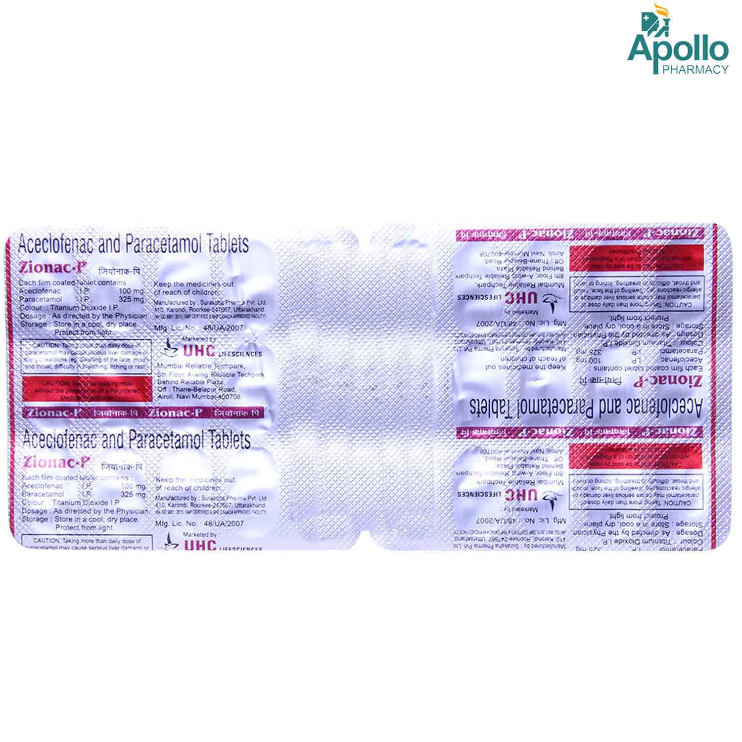 ZIONAC P TABLET 15'S Price, Uses, Side Effects, Composition - Apollo ...
