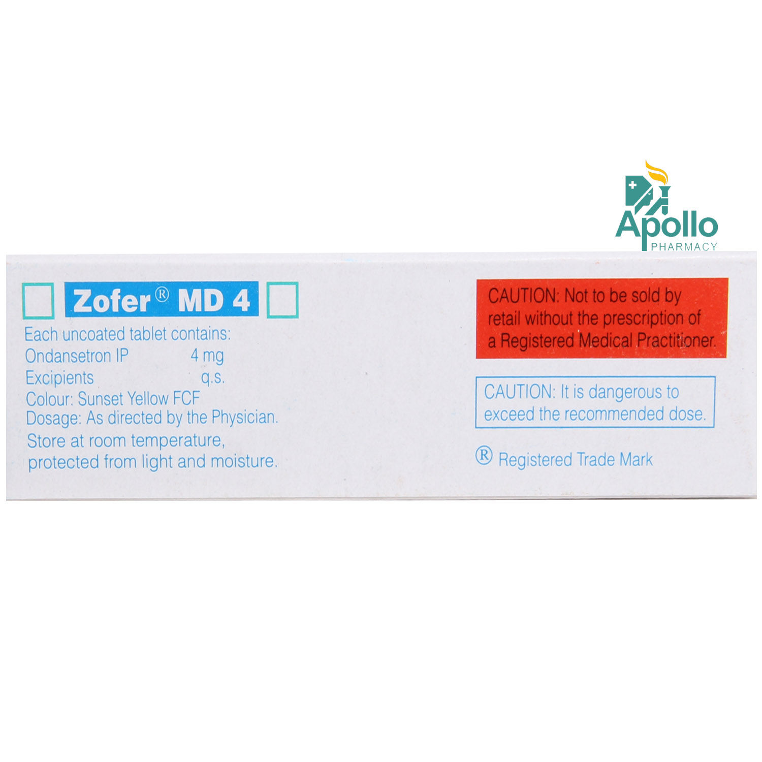 Zofer MD 4 Tablet 10's Price, Uses, Side Effects, Composition - Apollo ...