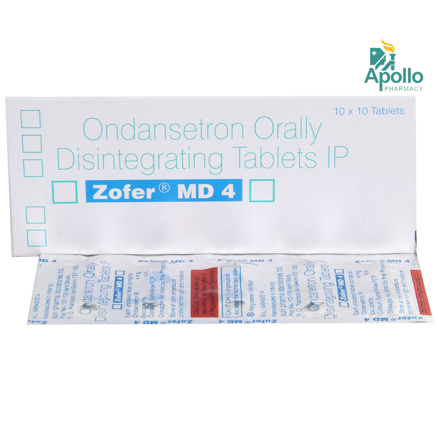 Zofer MD 4 Tablet 10's Price, Uses, Side Effects, Composition - Apollo ...