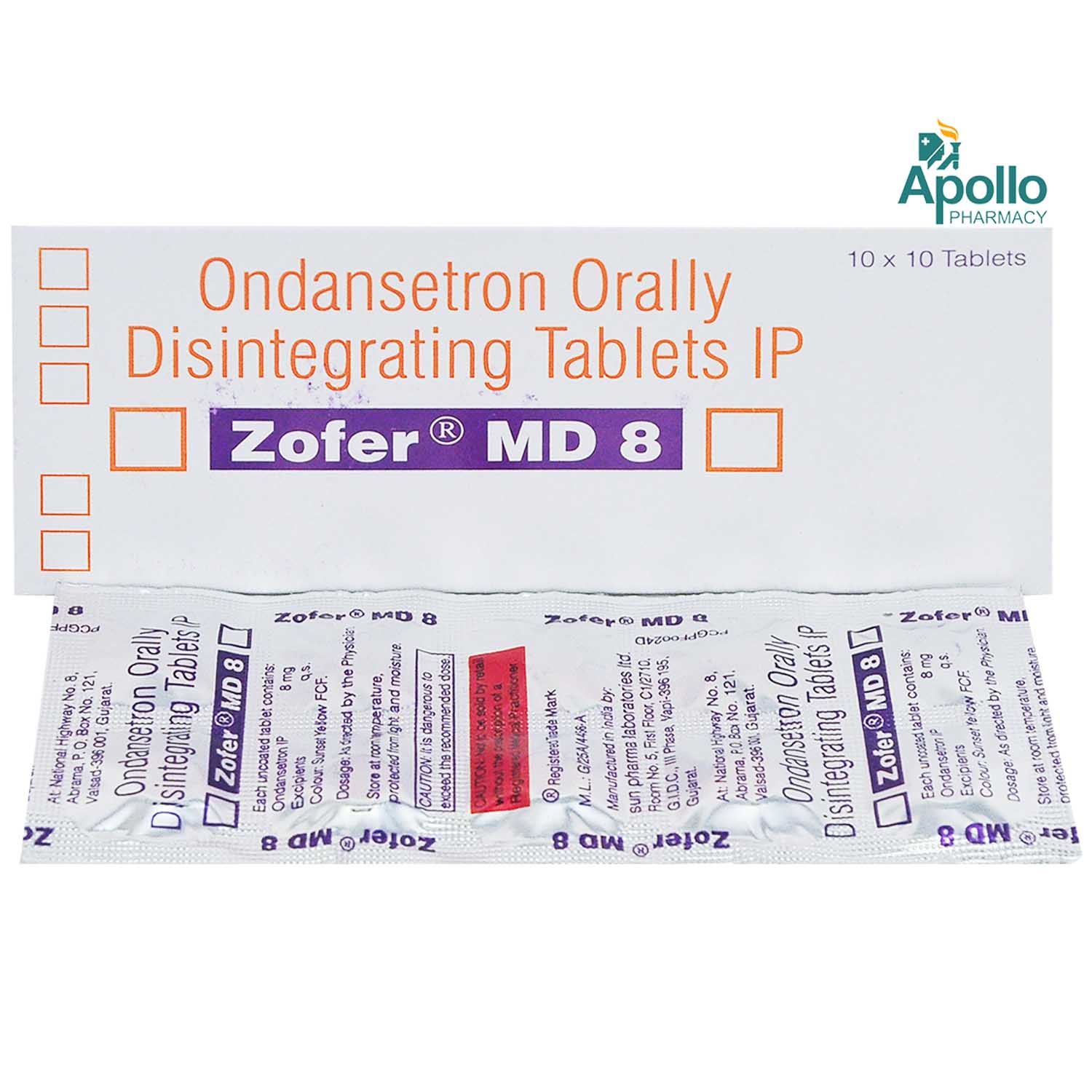 Zofer MD 8 Tablet 10's Price, Uses, Side Effects, Composition - Apollo ...