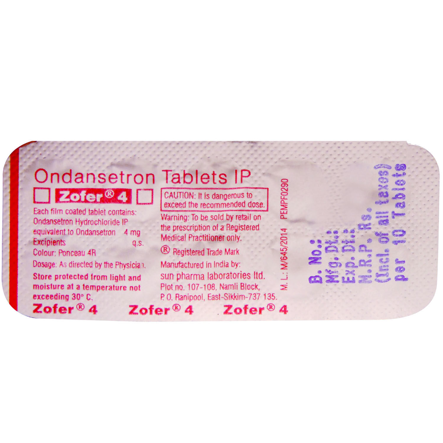 Zofer 4 Tablet 10's Price, Uses, Side Effects, Composition - Apollo ...