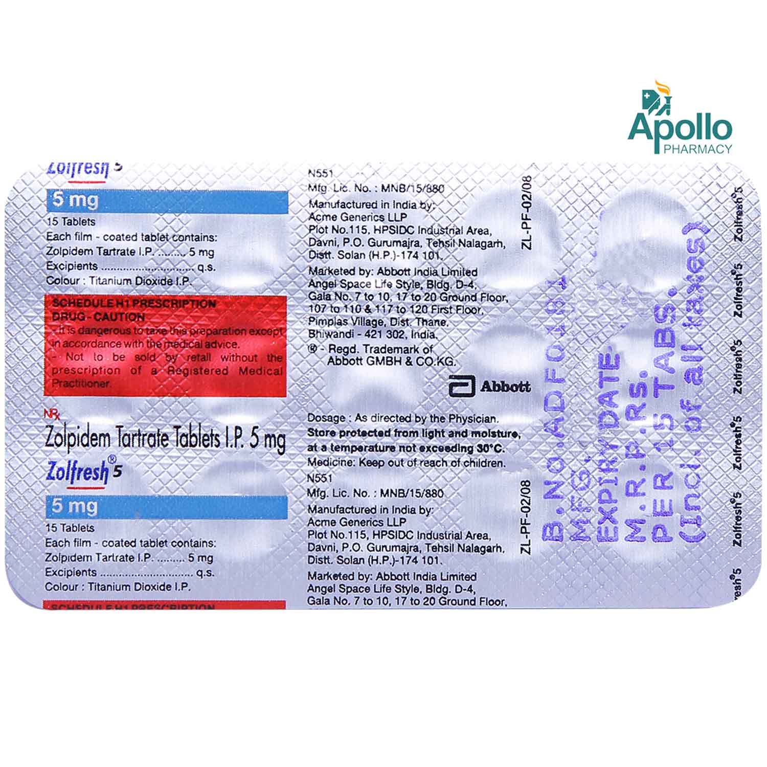 Zolfresh 5 Tablet 15's Price, Uses, Side Effects, Composition - Apollo ...