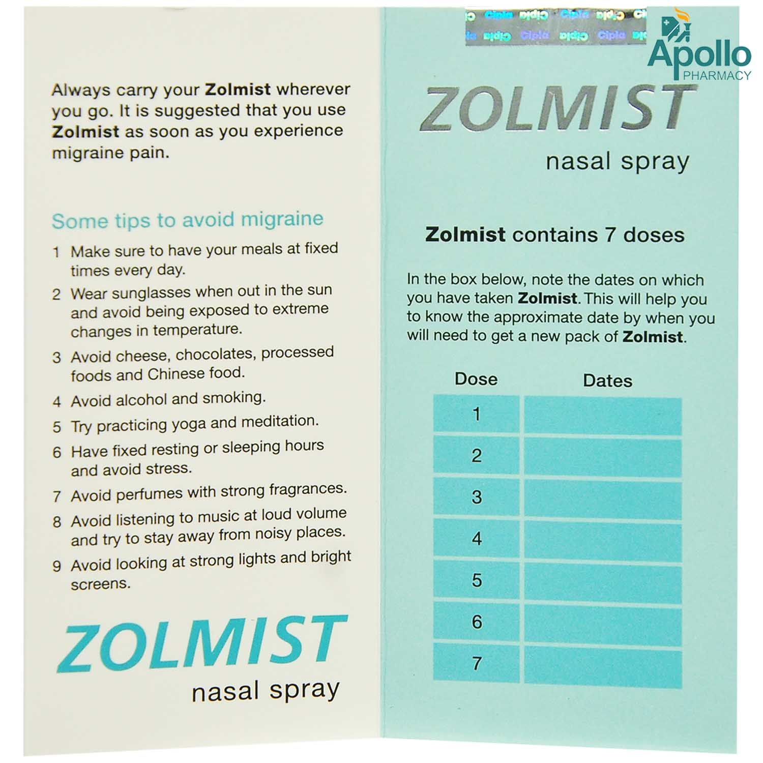 Zolmist Nasl Spray 7 mdi Price, Uses, Side Effects, Composition ...