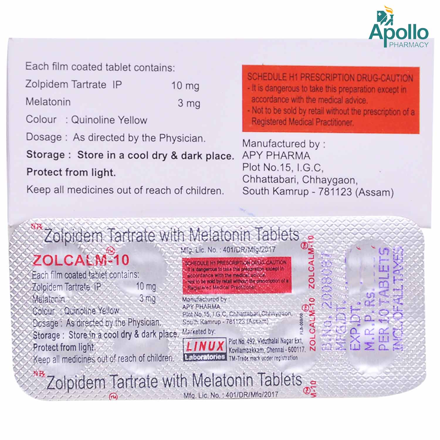Zolcalm-10 Tablet 10's Price, Uses, Side Effects, Composition - Apollo ...