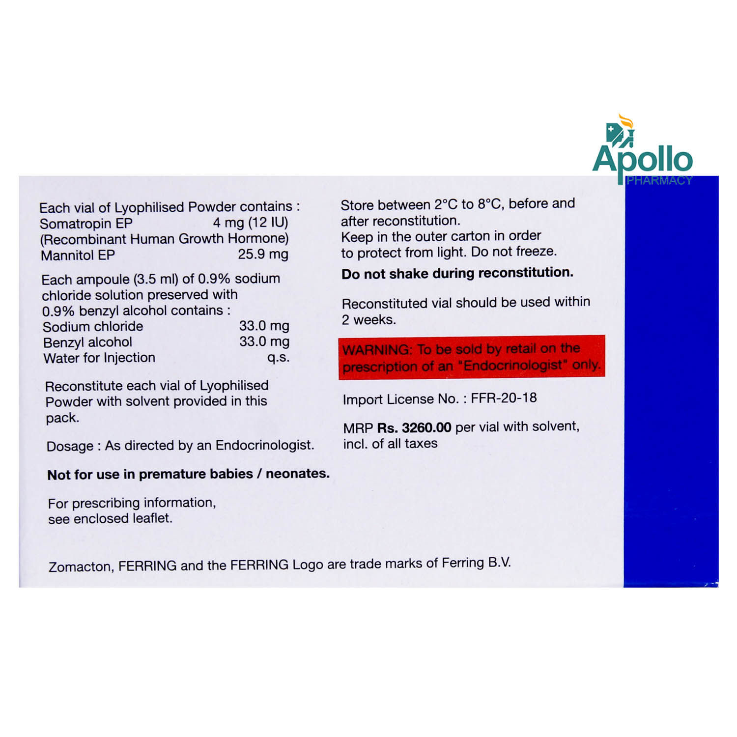 ZOMACTON 12IU INJECTION Price, Uses, Side Effects, Composition - Apollo ...