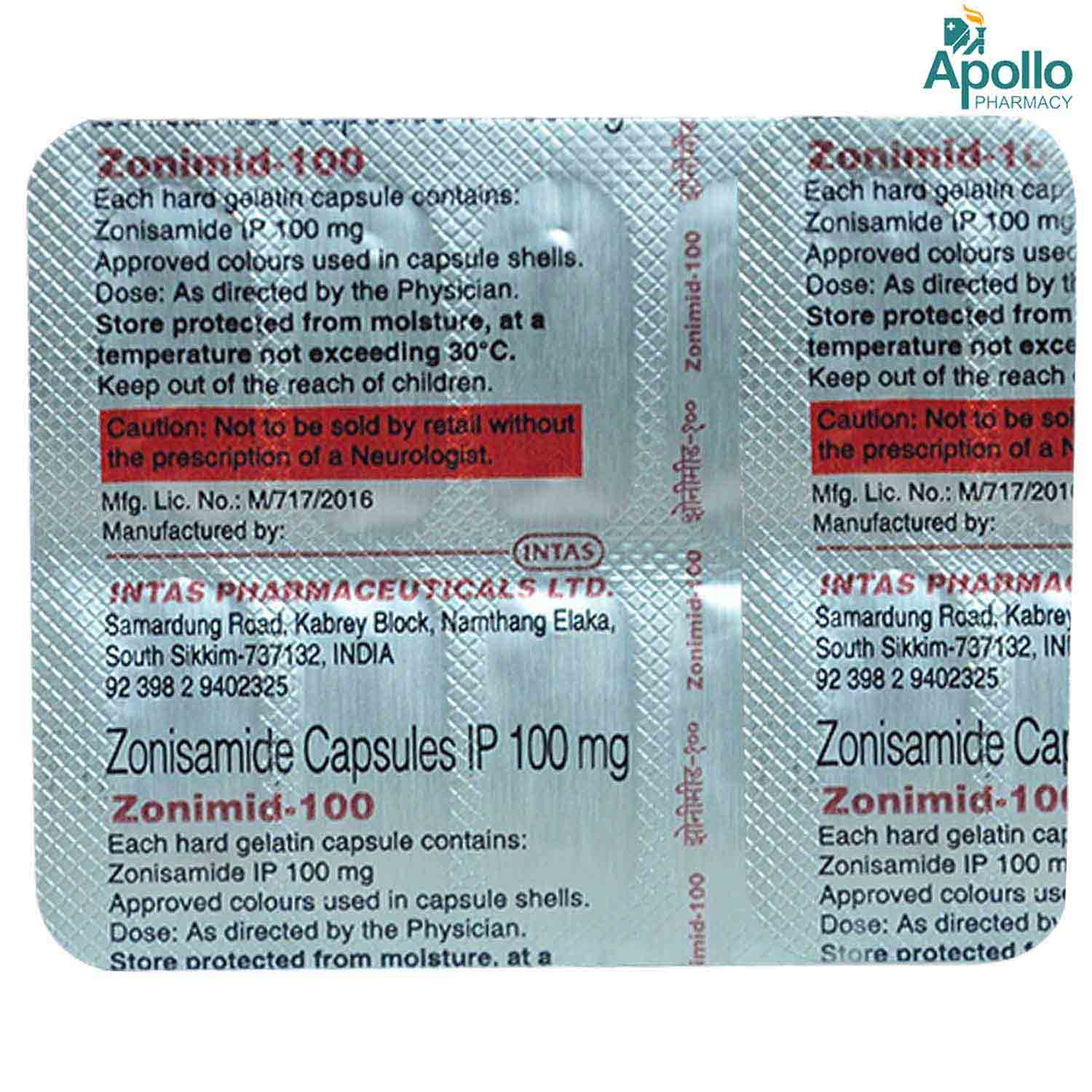 ZONIMID 100MG TABLET Price, Uses, Side Effects, Composition - Apollo ...