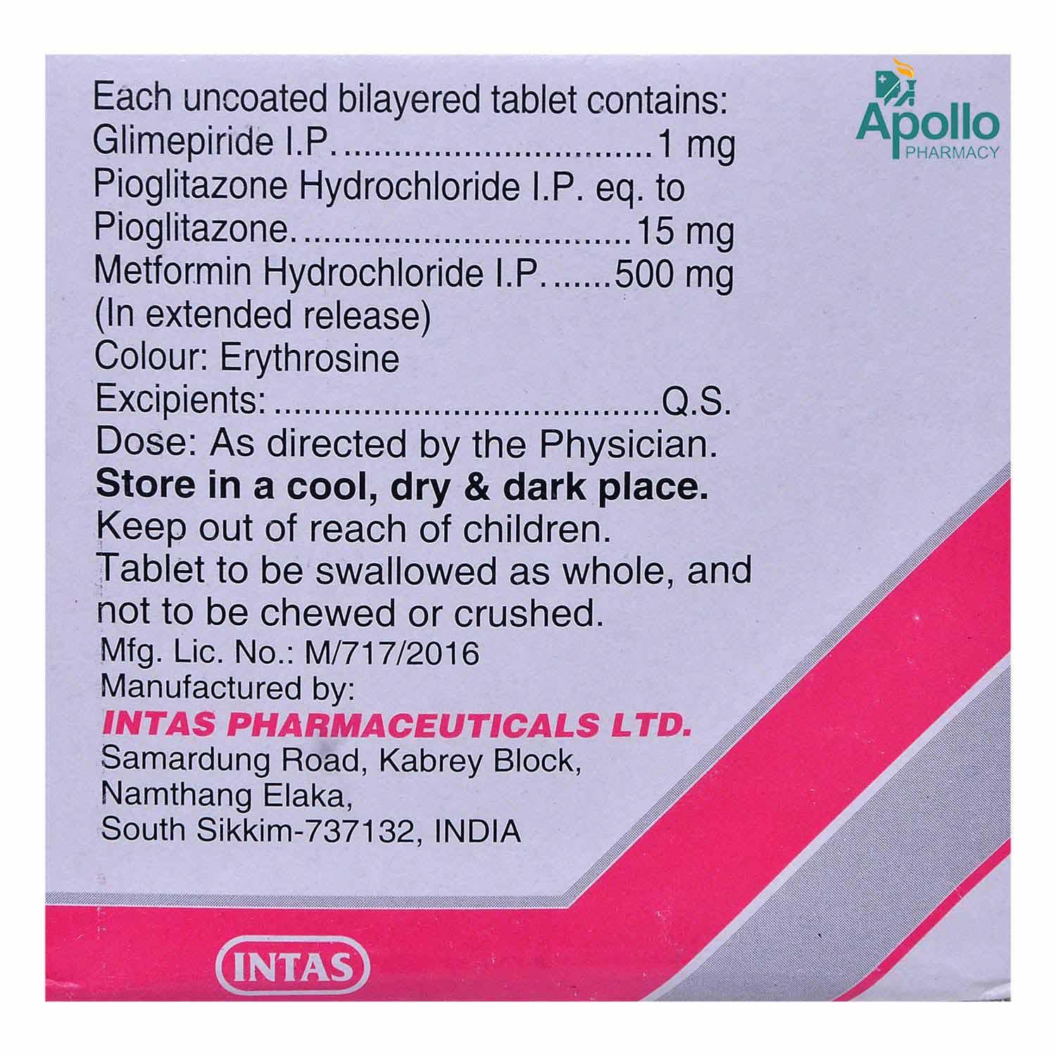 Zoryl MP-1 Tablet 15's Price, Uses, Side Effects, Composition - Apollo Pharmacy