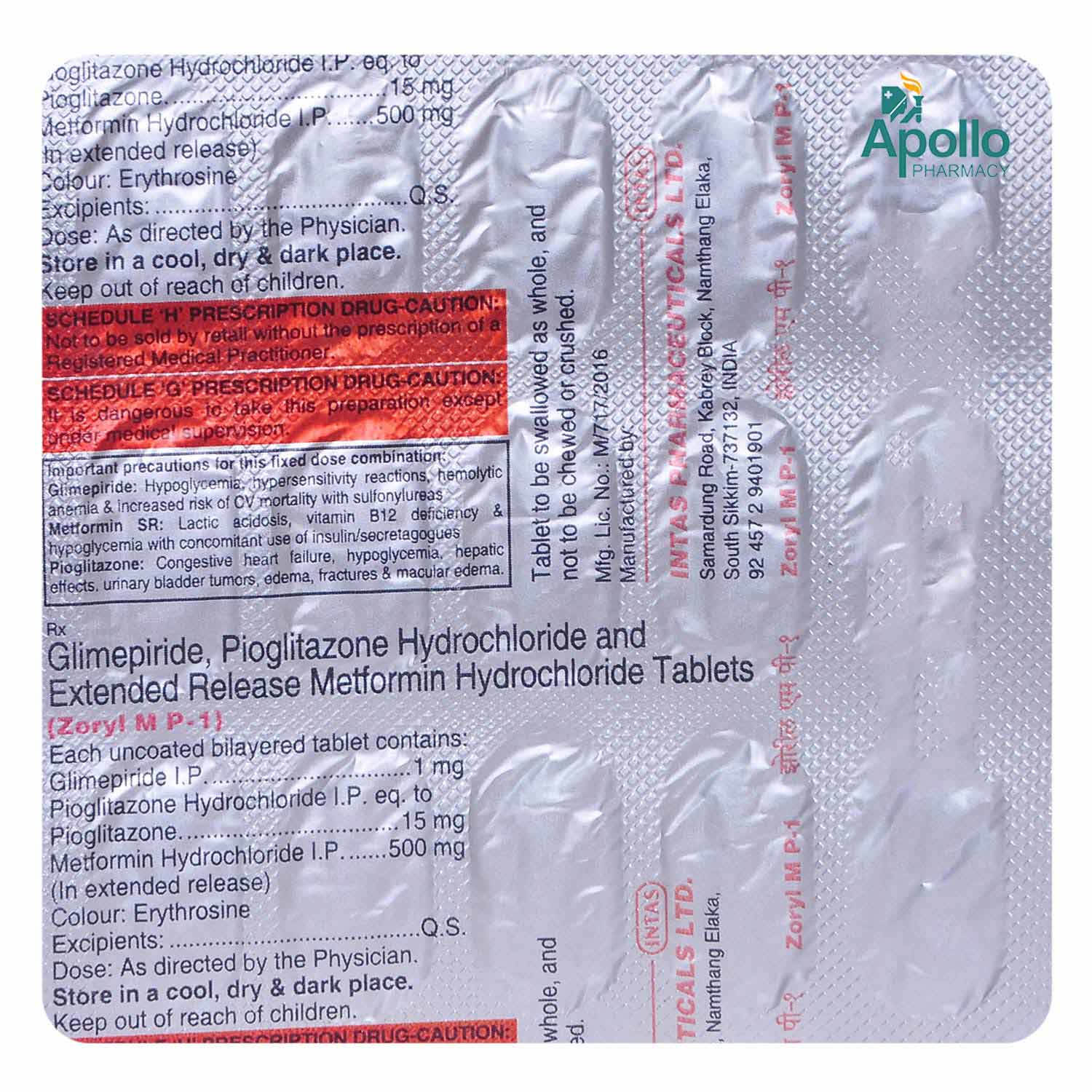 Zoryl MP-1 Tablet 15's Price, Uses, Side Effects, Composition - Apollo ...