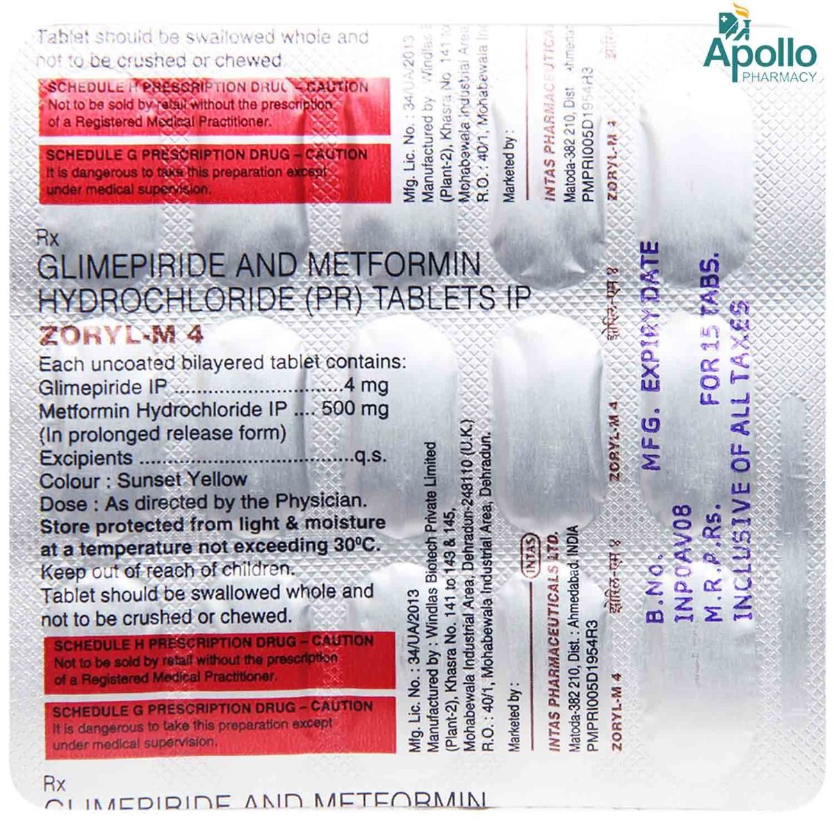 Zoryl-M 4 Tablet 15's Price, Uses, Side Effects, Composition - Apollo ...