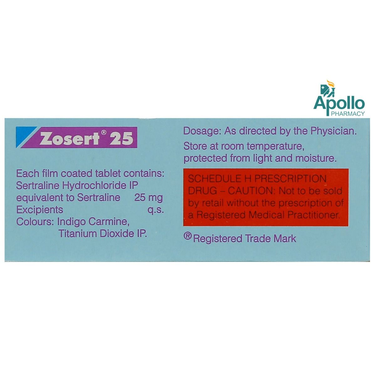 Zosert 25 Tablet 10's Price, Uses, Side Effects, Composition - Apollo ...