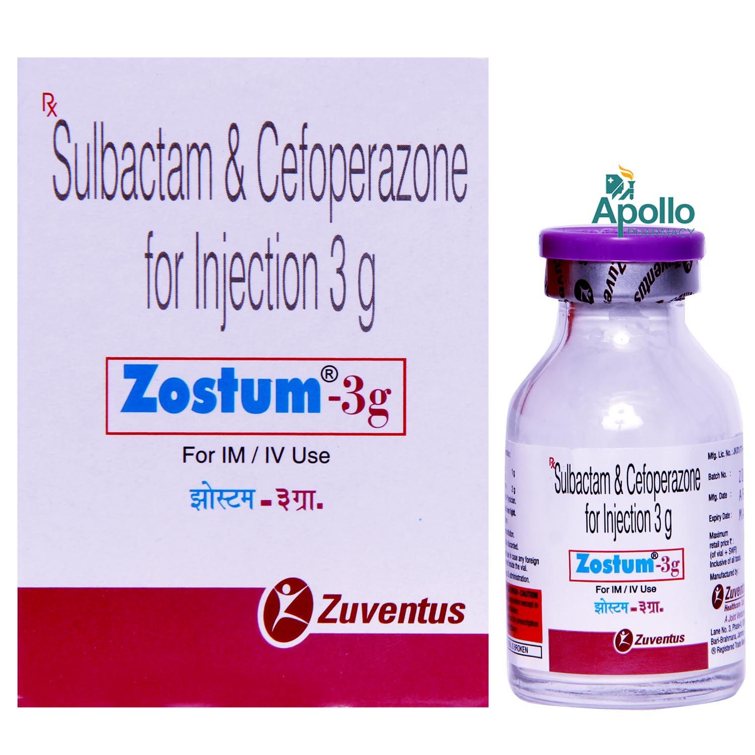 ZOSTUM INJECTION 3GM Price, Uses, Side Effects, Composition - Apollo Pharmacy