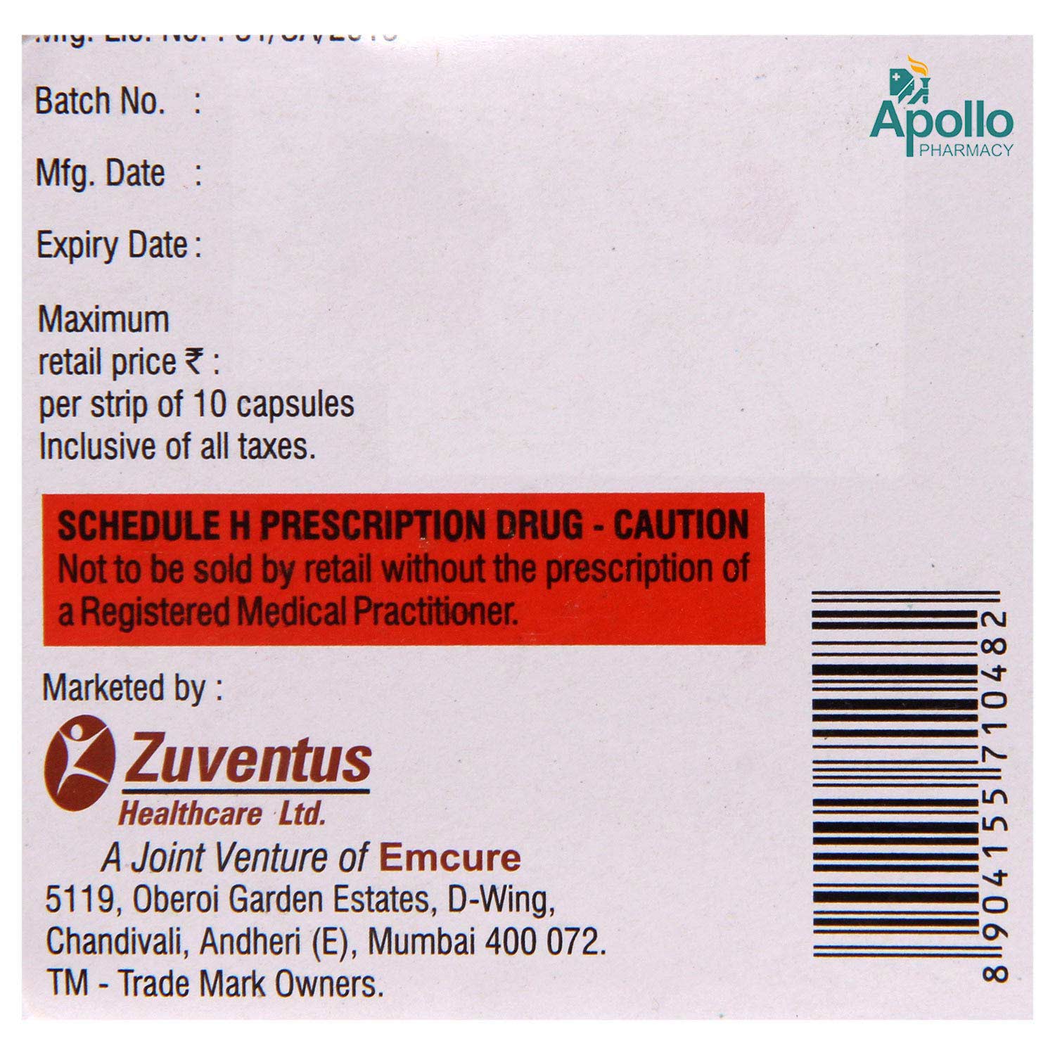 Zosa-DSR Capsule 10's Price, Uses, Side Effects, Composition - Apollo ...