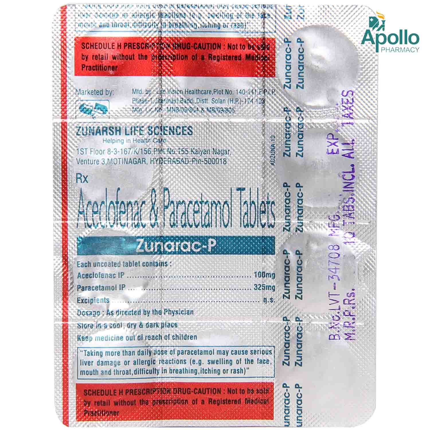 ZUNARAC P TABLET 10'S Price, Uses, Side Effects, Composition - Apollo ...