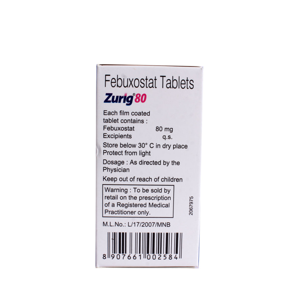 Zurig 80mg Tablet 30's Price, Uses, Side Effects, Composition - Apollo ...