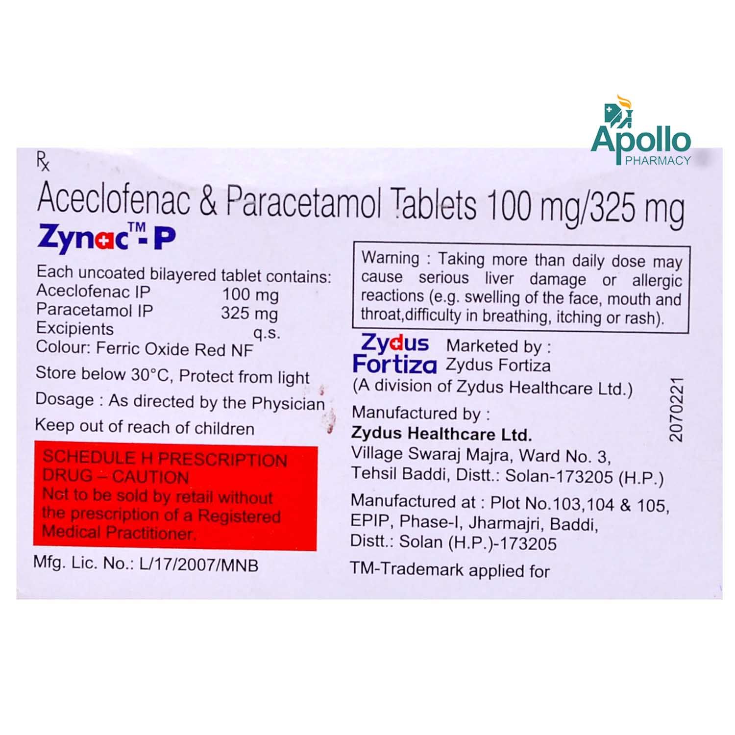 Zynac-P Tablet 10's Price, Uses, Side Effects, Composition - Apollo ...