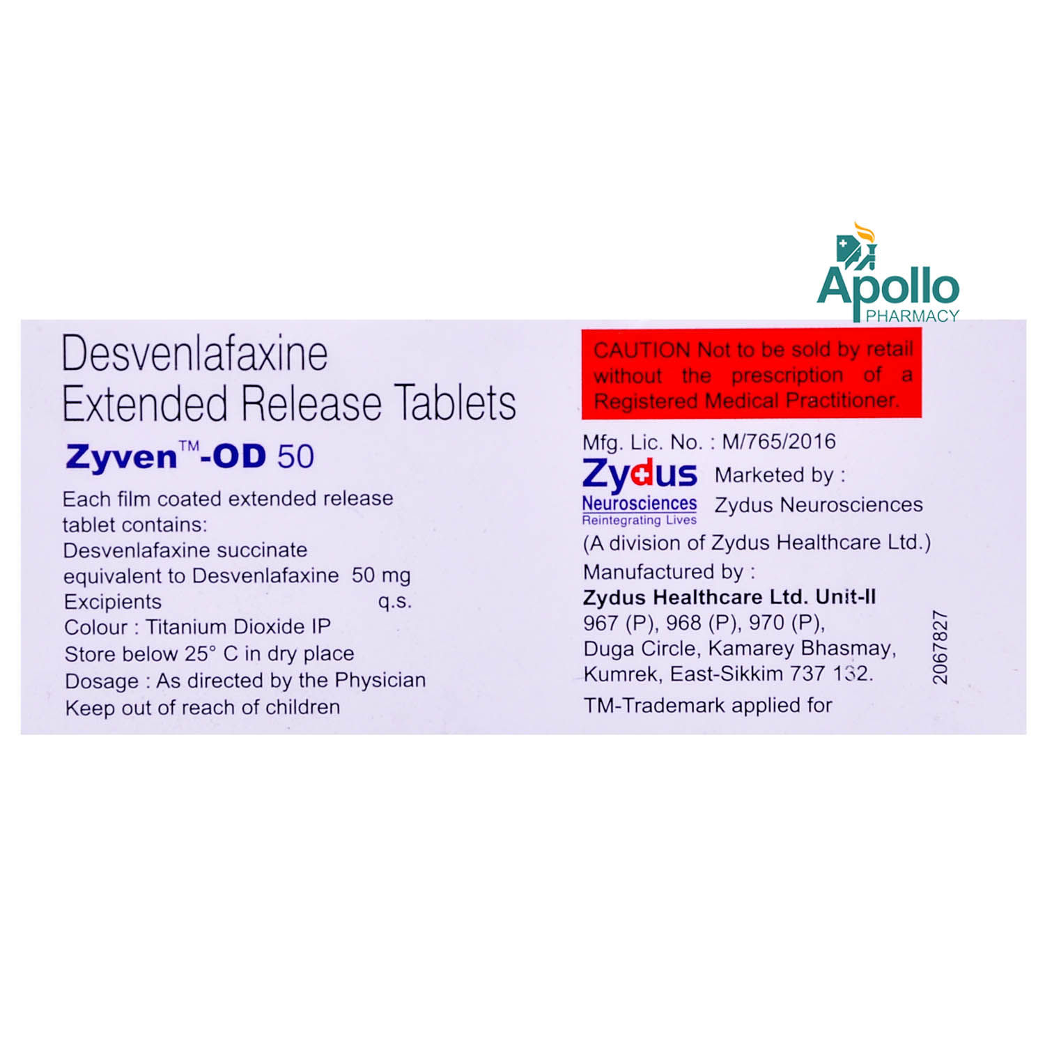 ZYVEN OD 50MG TABLET Price, Uses, Side Effects, Composition - Apollo Pharmacy